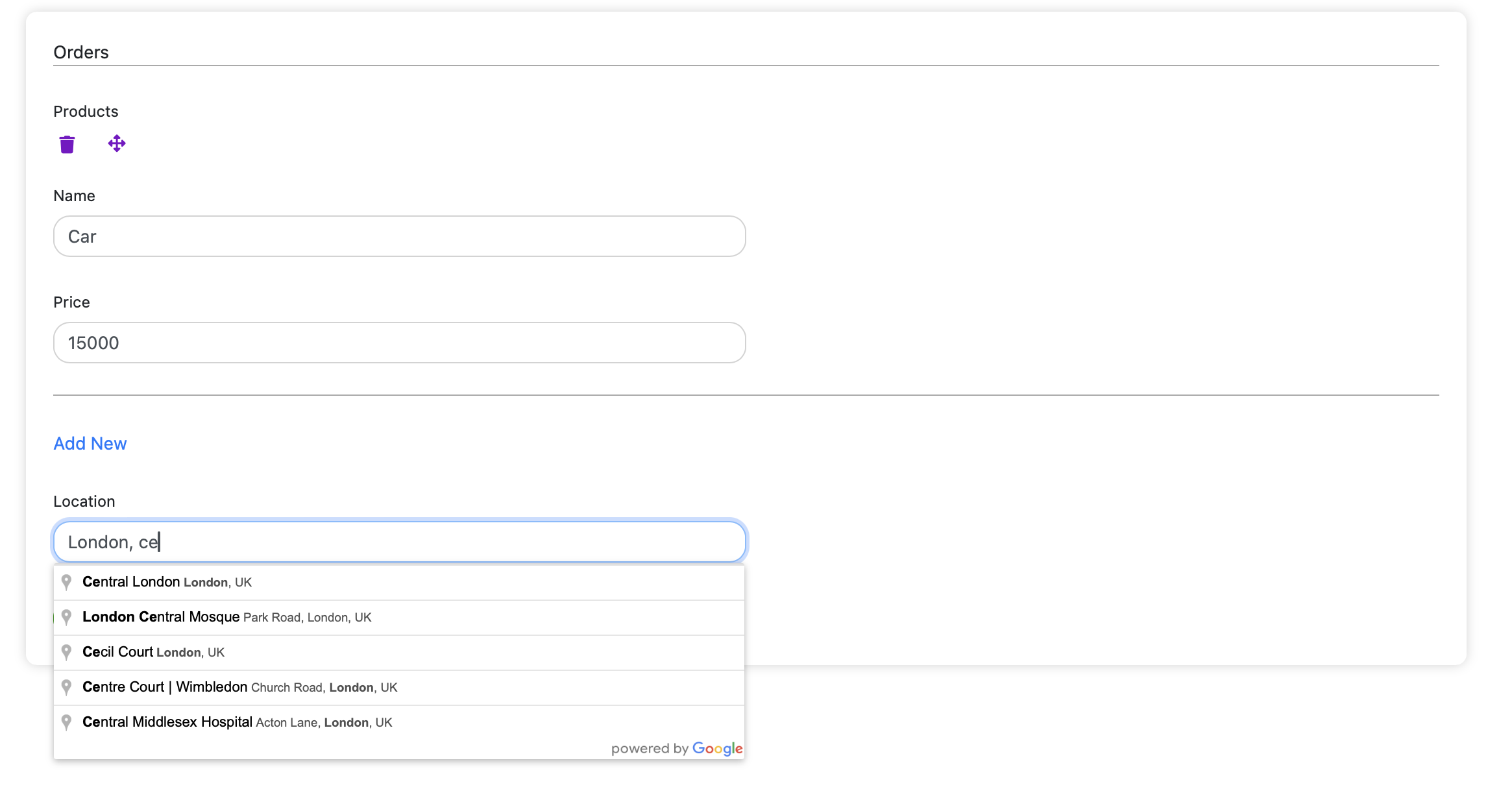 Address autocomplete